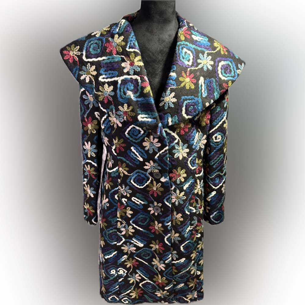 Sundance Embroidered Wool Blend Coat P14 Petite Flora… - Gem